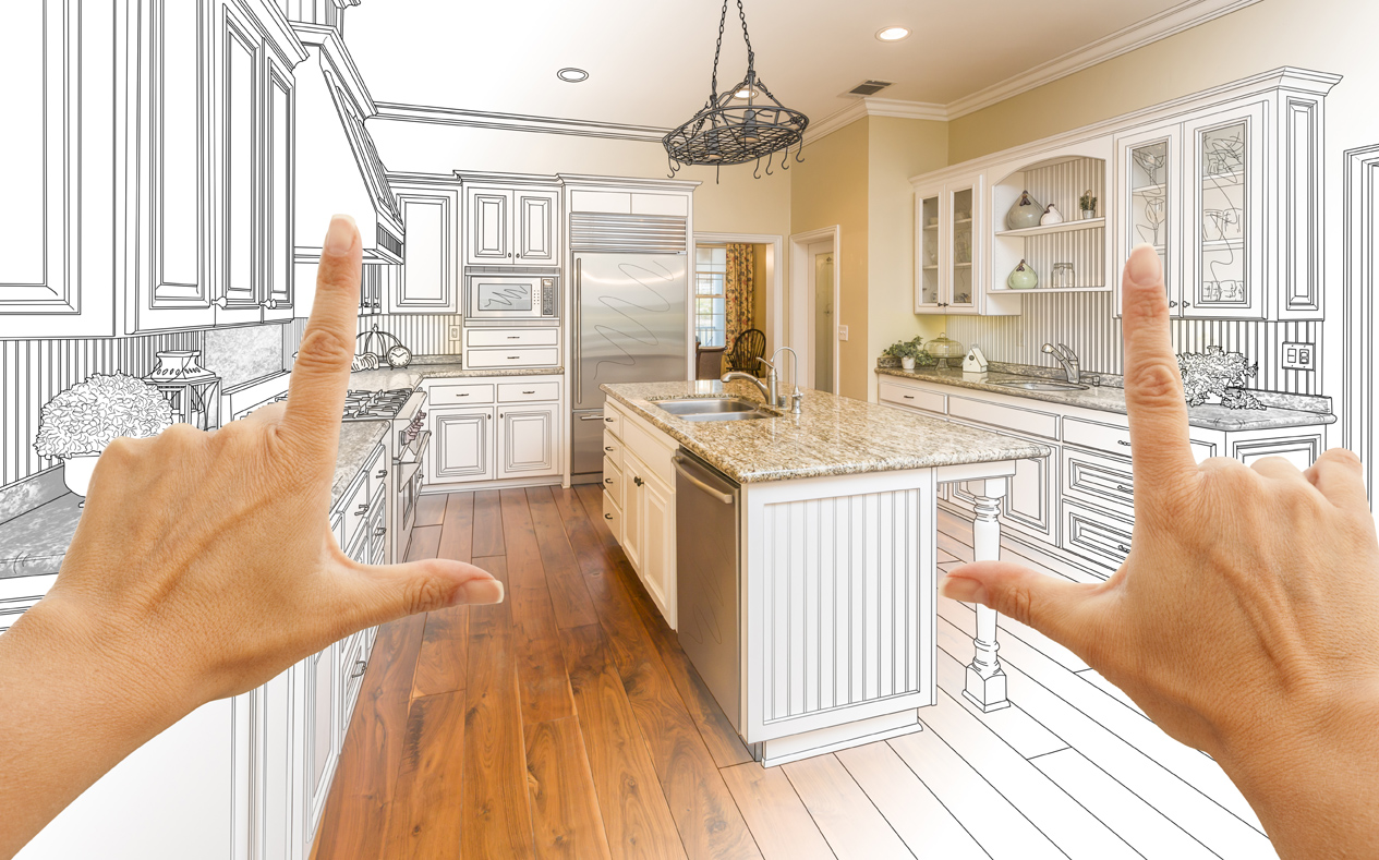 Hands Framing Gradated Custom Kitchen Design Drawing and Photo C - Buck ...
